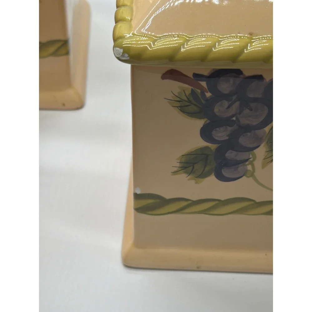 Wcl | Kitchen | Wcl Vintage Ceramic Grape Canister Set 3 Piece Tuscan ...